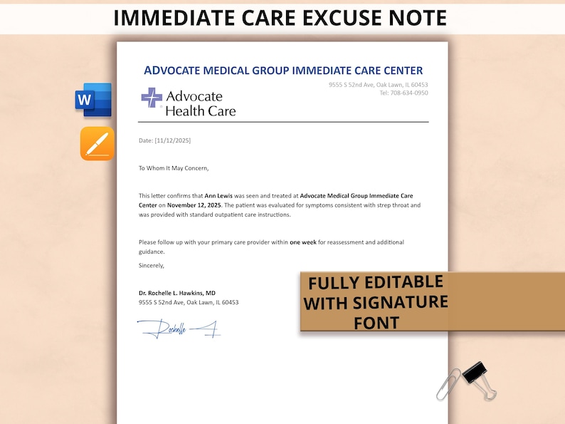 Fillable Doctors Note for Work, Doctor Excuse Note Due to Injury ...