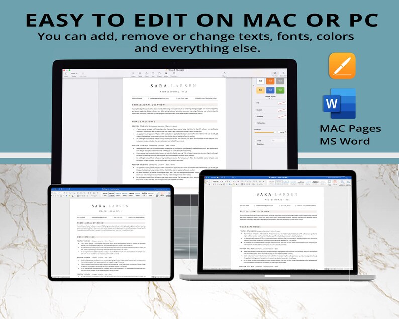 ATS Friendly Resume Template Word, Pages, Google Docs, Ats Resume, ATS ...