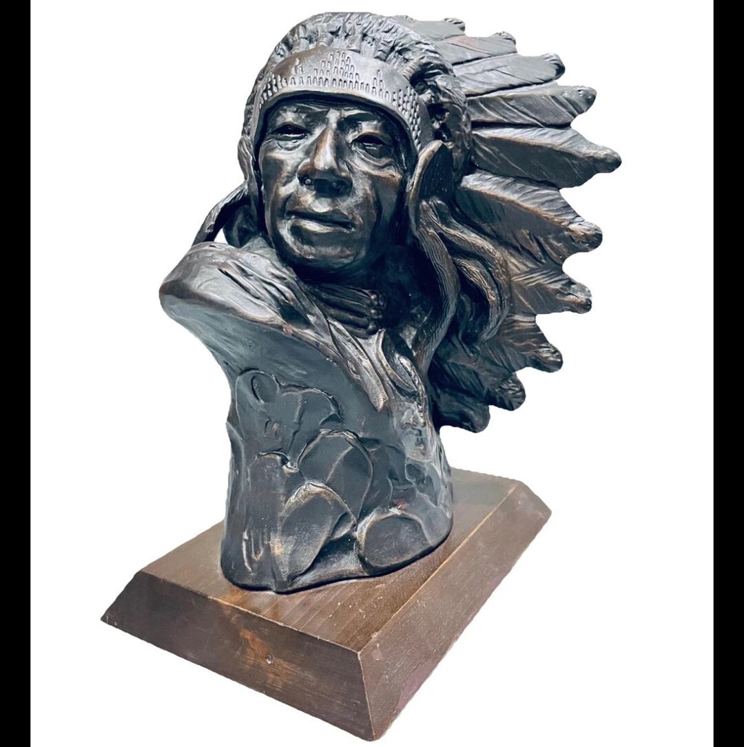 The Chief by Terrence Patterson. 1991 Ed. II, Solid Wood Base: 5x7x1 ...