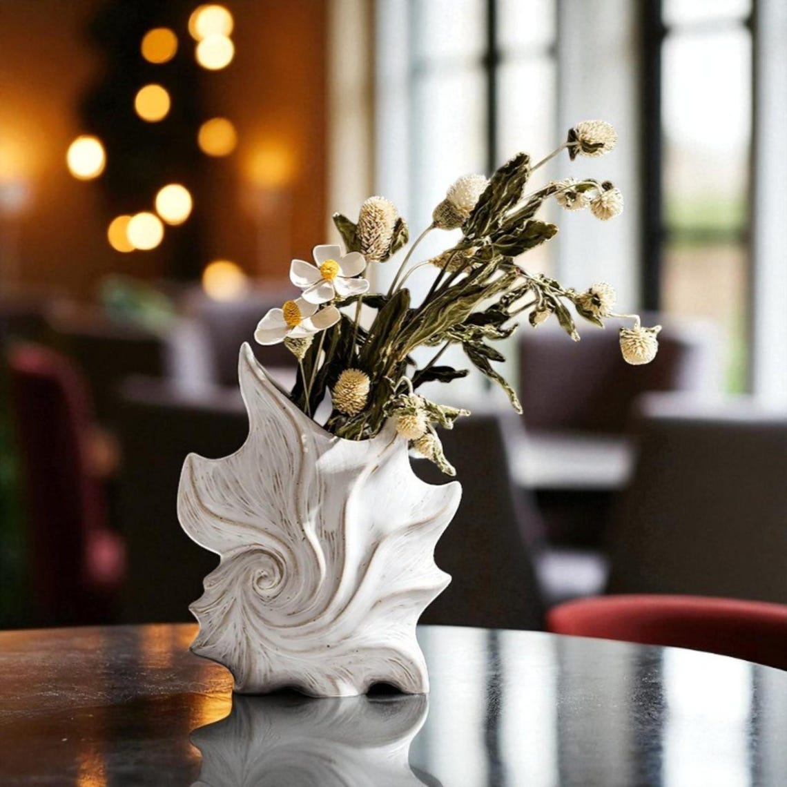Ceramic Conch Vase – Modern Minimalist Pottery for Living Room & Shelf ...