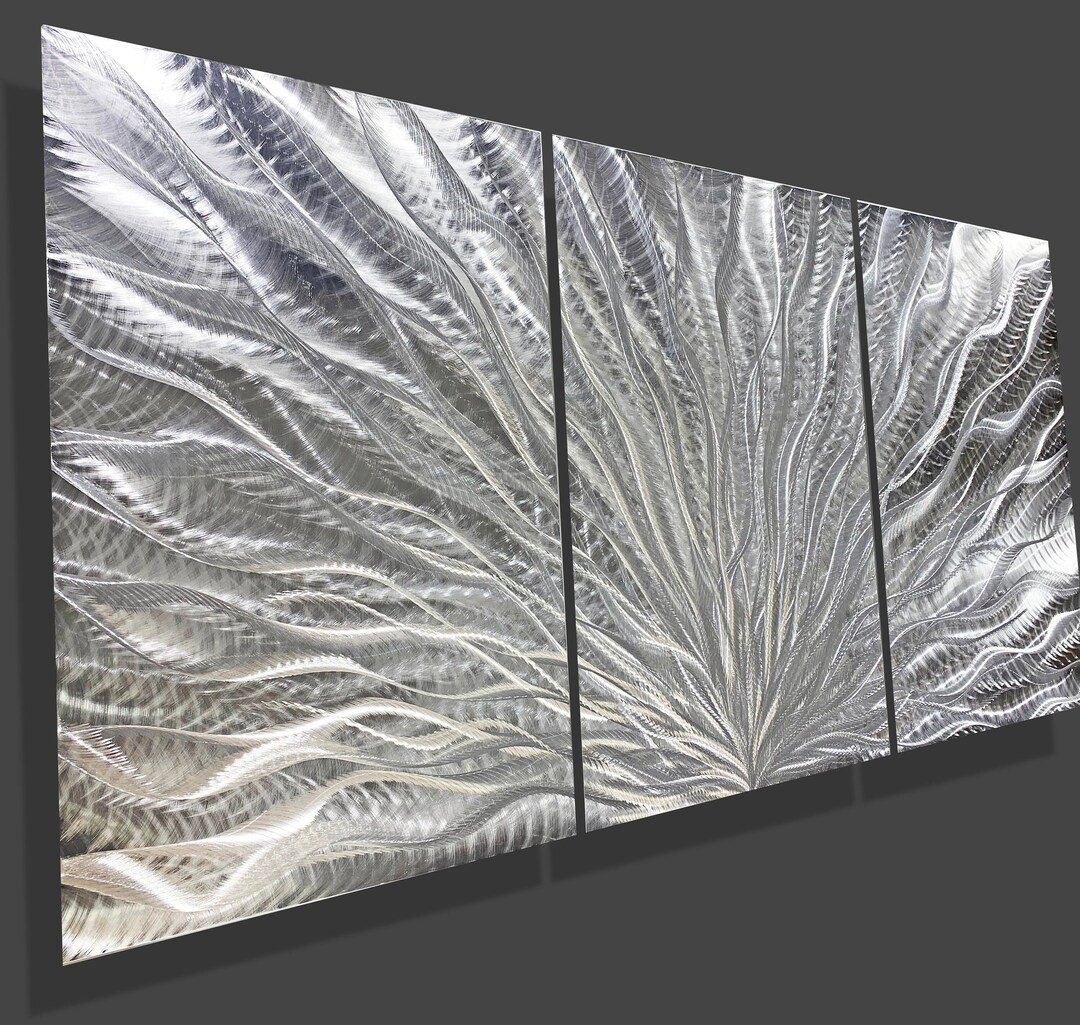 Handmade Home Decor Silver Metal Wall Coloured Lights Reflect Art-large ...