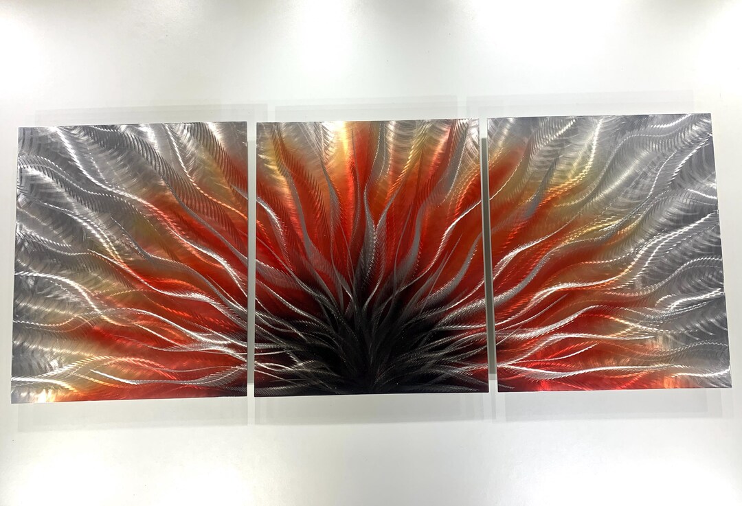 Fireplace Metal Art-fire Wall Decor-black Red Metal Wall Decor-large ...