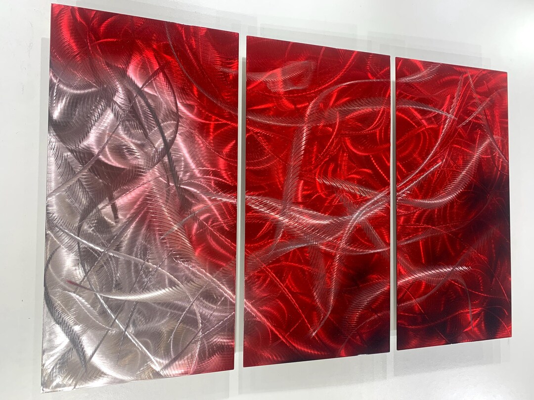 Red METAL Wall Decor Abstract Art Painting-red Bathroom Day Room Wall ...