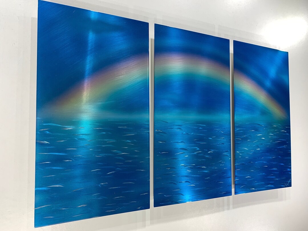 Rainbow Art-hand Painting Metal Art-home Wall Decor-bathroom Room Art ...