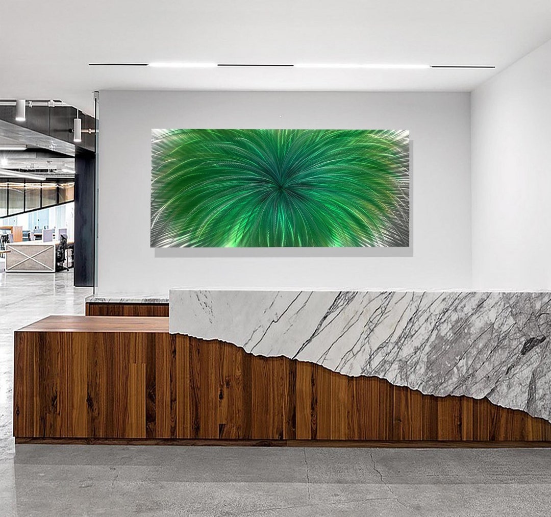 Big Green Wall Decor Huge Metal Art-office Background Art Boardroom ...