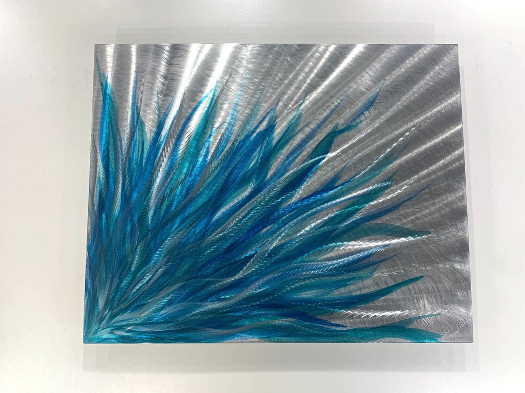 Blue Turquoise Metal Wall Decor Abstract Patio Porch Art-office Home ...