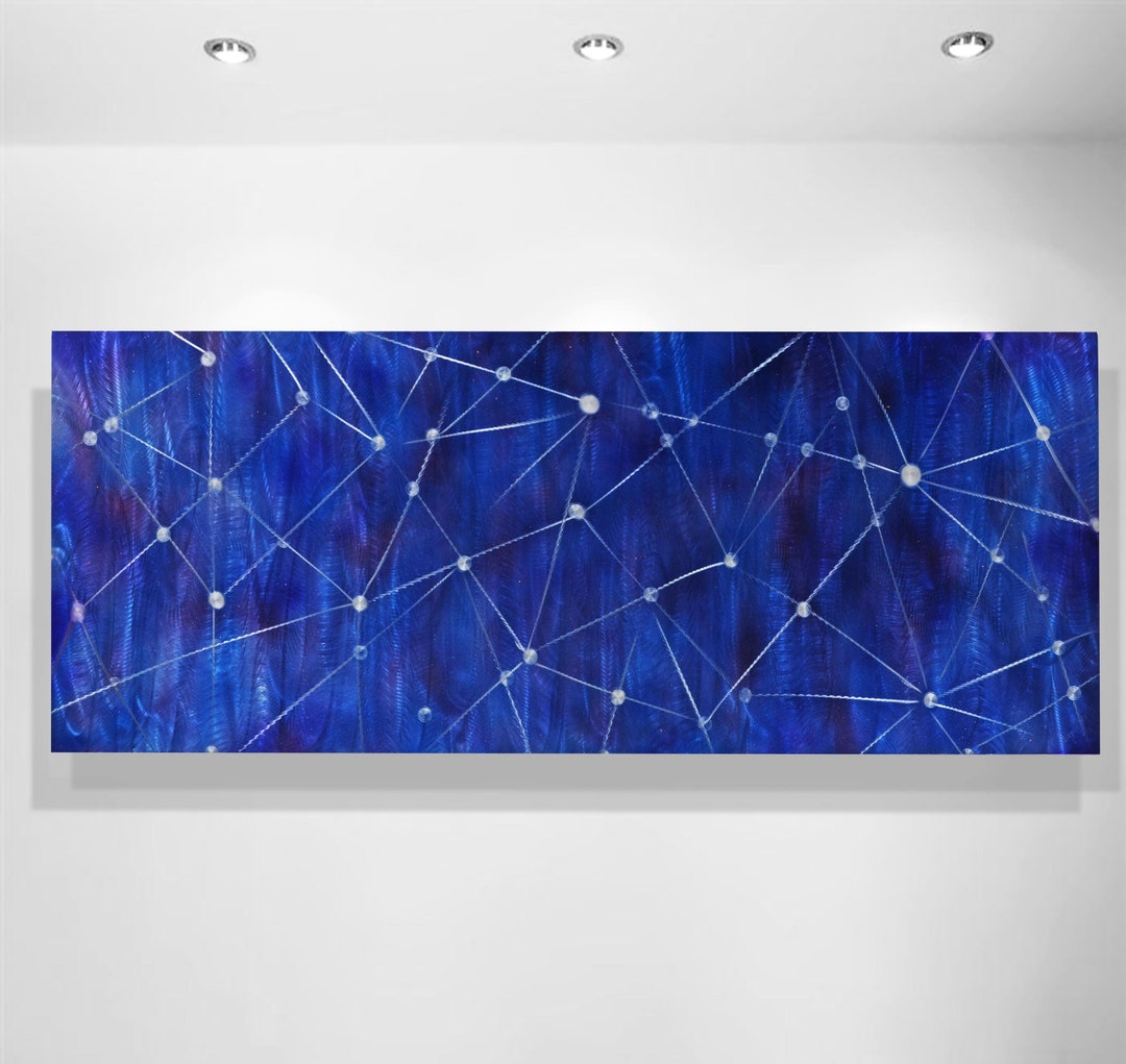 Blue Violet Wall Decor-blue Metal Art Painting-bedroom Art-living Room ...