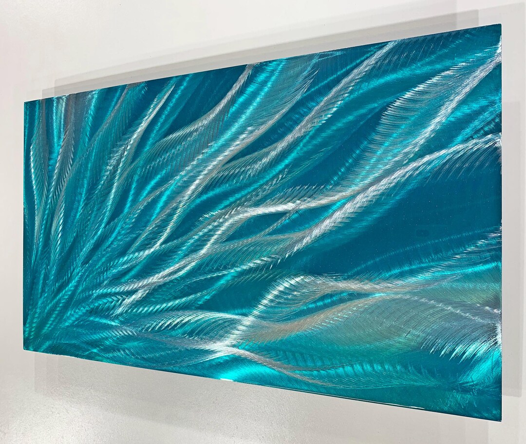 Turquoise Art Gift-teal Metal Art-turquoise Wall Decor Painting-hotel ...