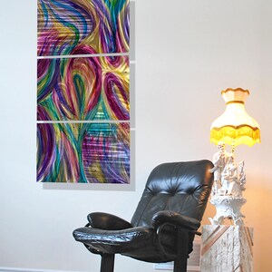 Multi Color Wall Decor-abstract METAL Art-hand Painting Metal Art-home ...
