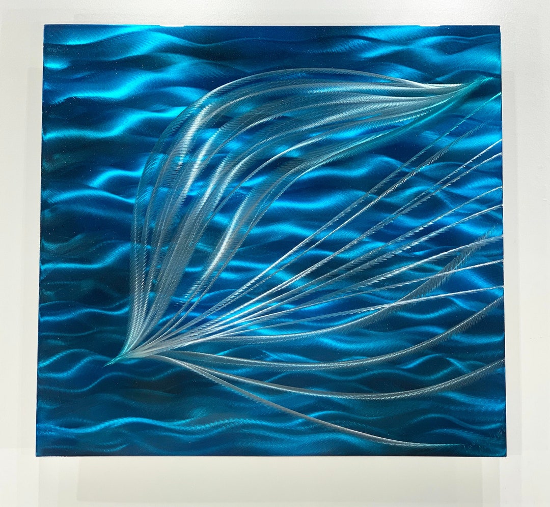 Blue Metal Art Painting-bathroom Art-living Room Wall Decor-office Blue ...