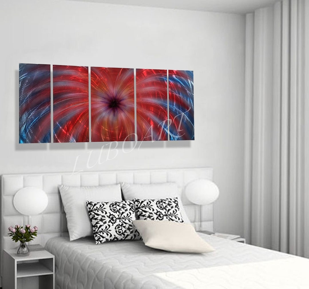 Red Metal Wall Art: Handmade Modern Decor by Lubo Naydenov (64x24 In - Etsy