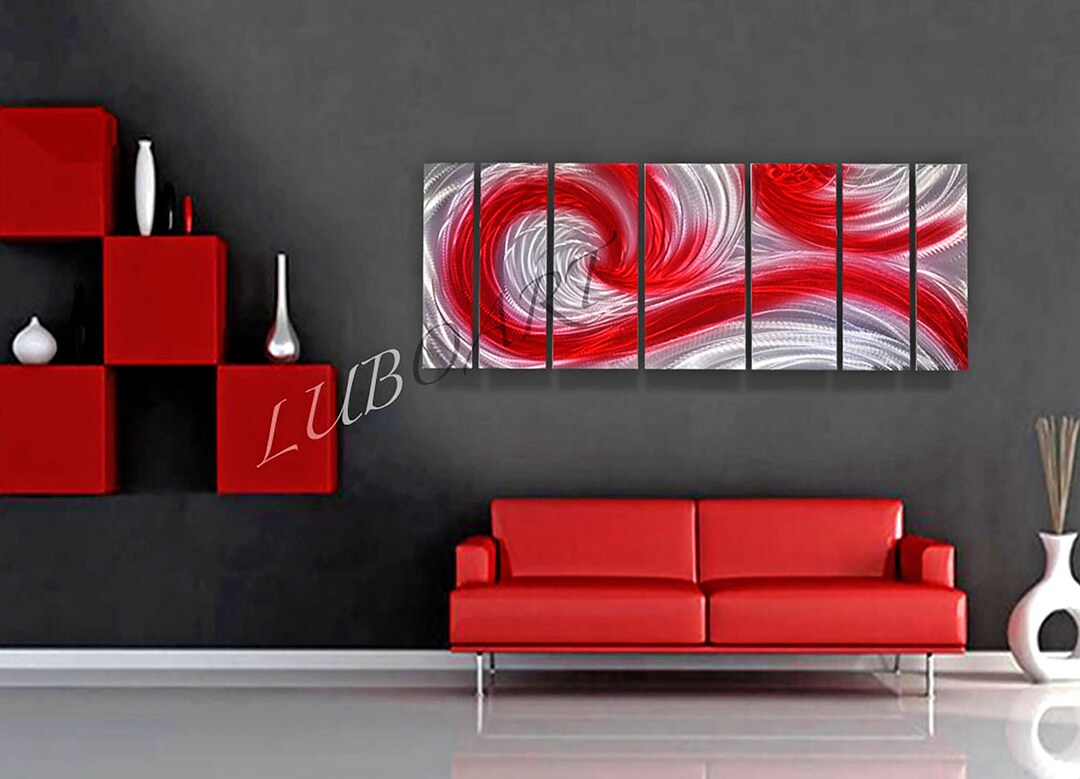 Red METAL Art Painting-red Home Wall Art-office Beach Decor-bar Hotel ...