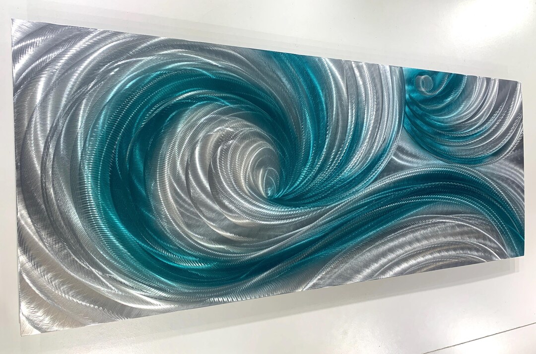 Turquoise Metal Wall Decor Atlantic Wave Art Office Teal Art Metal Wall ...