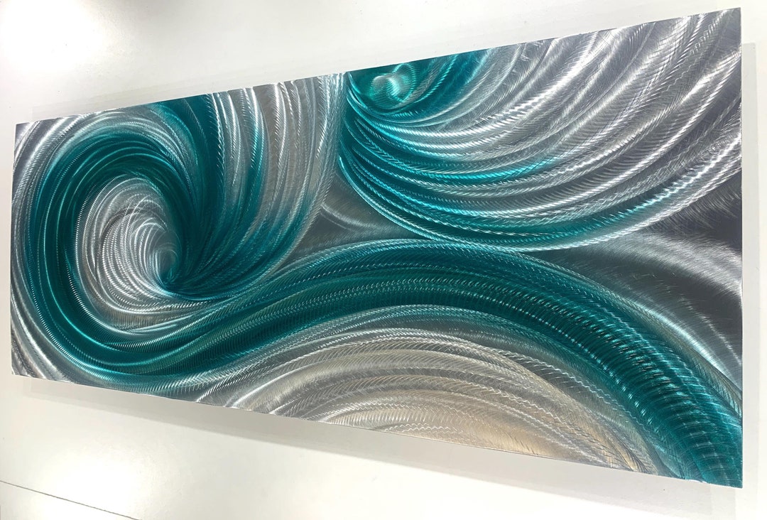 Turquoise Metal Wave Wall Art: Handmade Ocean Decor (60"x24") - Etsy