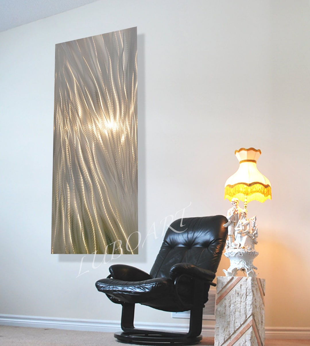 Office Wall Decor-silver Metal Art-color Lights Reflect Art-horizontal ...