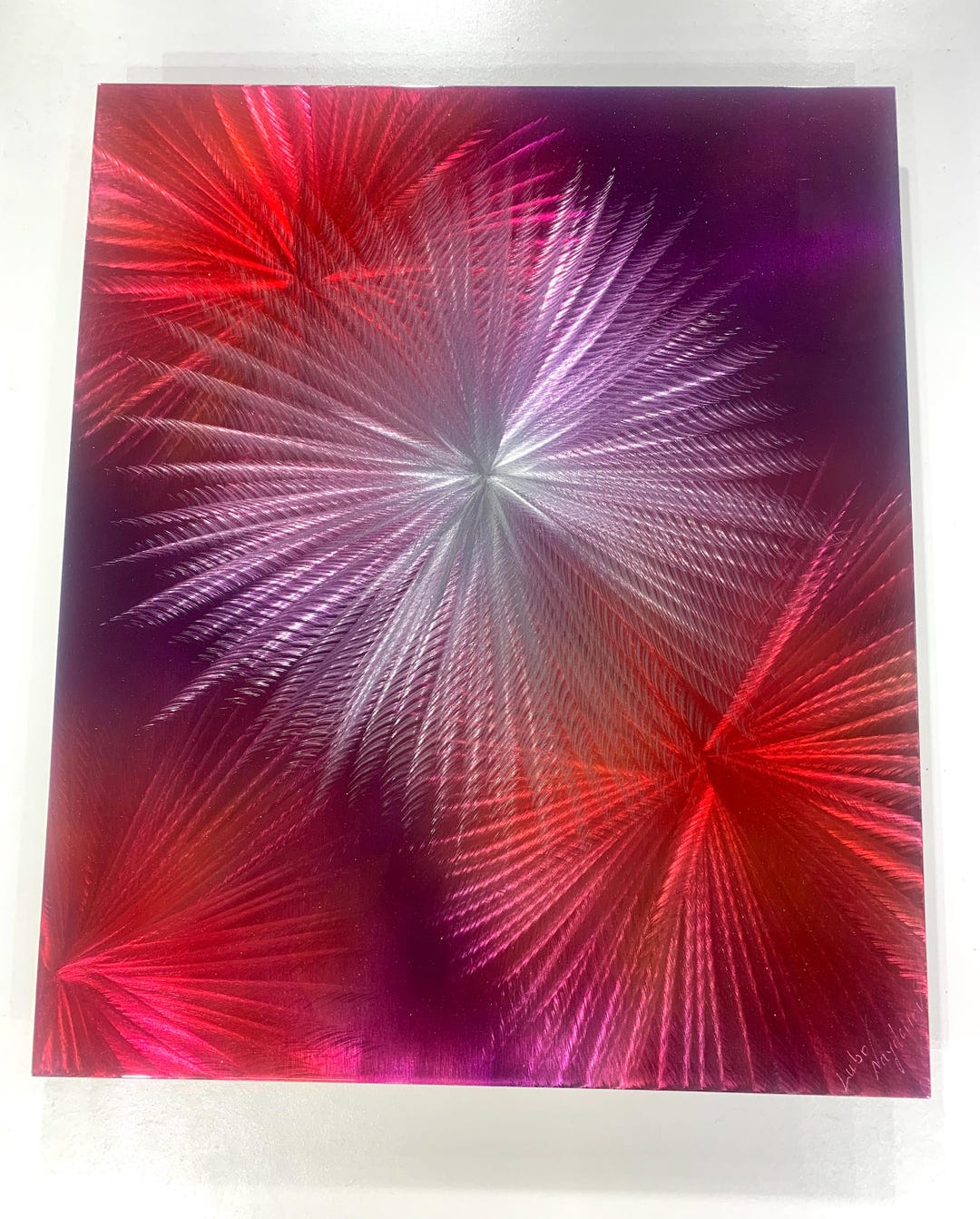 Fireworks Metal Wall Decor-red Purple Abstract Painting Bar Restaurant ...