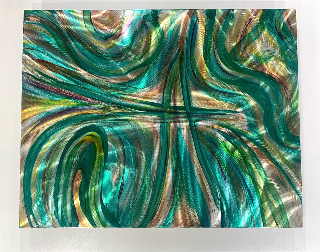 Green Art Abstract Apocalypto METAL Painting Indoor Outdoor Patio Home ...