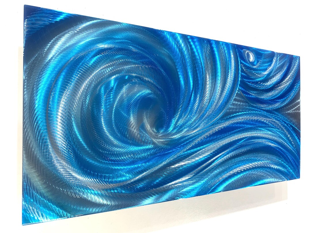 Blue Ocean Wave Metal Wall Art: Handmade Aluminum Patio Pool Outdoor ...