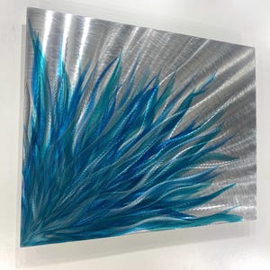 Blue Turquoise Metal Wall Decor Abstract Patio Porch Art-office Home ...