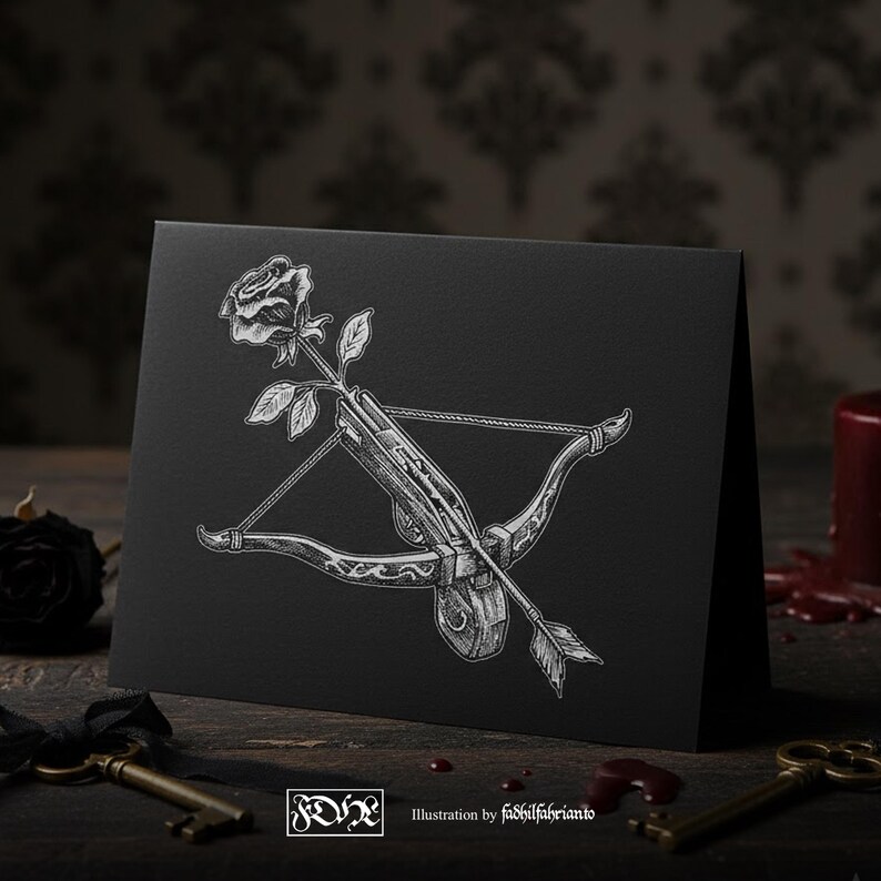 Crossbow Black Rose Clip Art, Gothic Valentine, Sticker PNG (digital ...