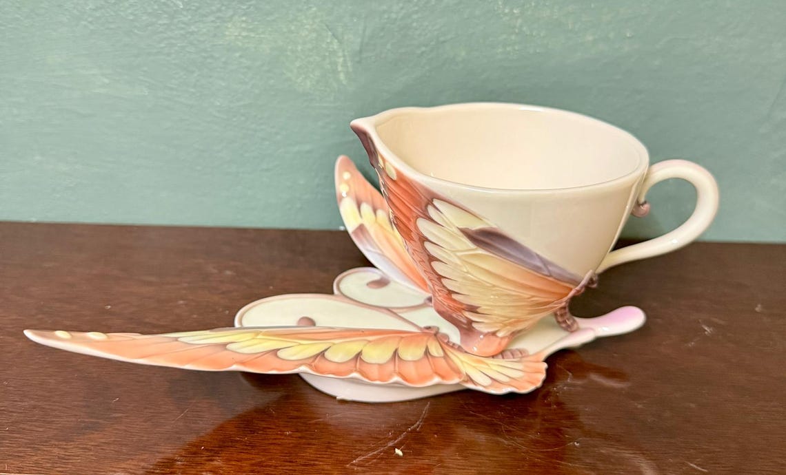 Franz Papillon Butterfly Cup and Saucer, Collectible Porcelain - Etsy