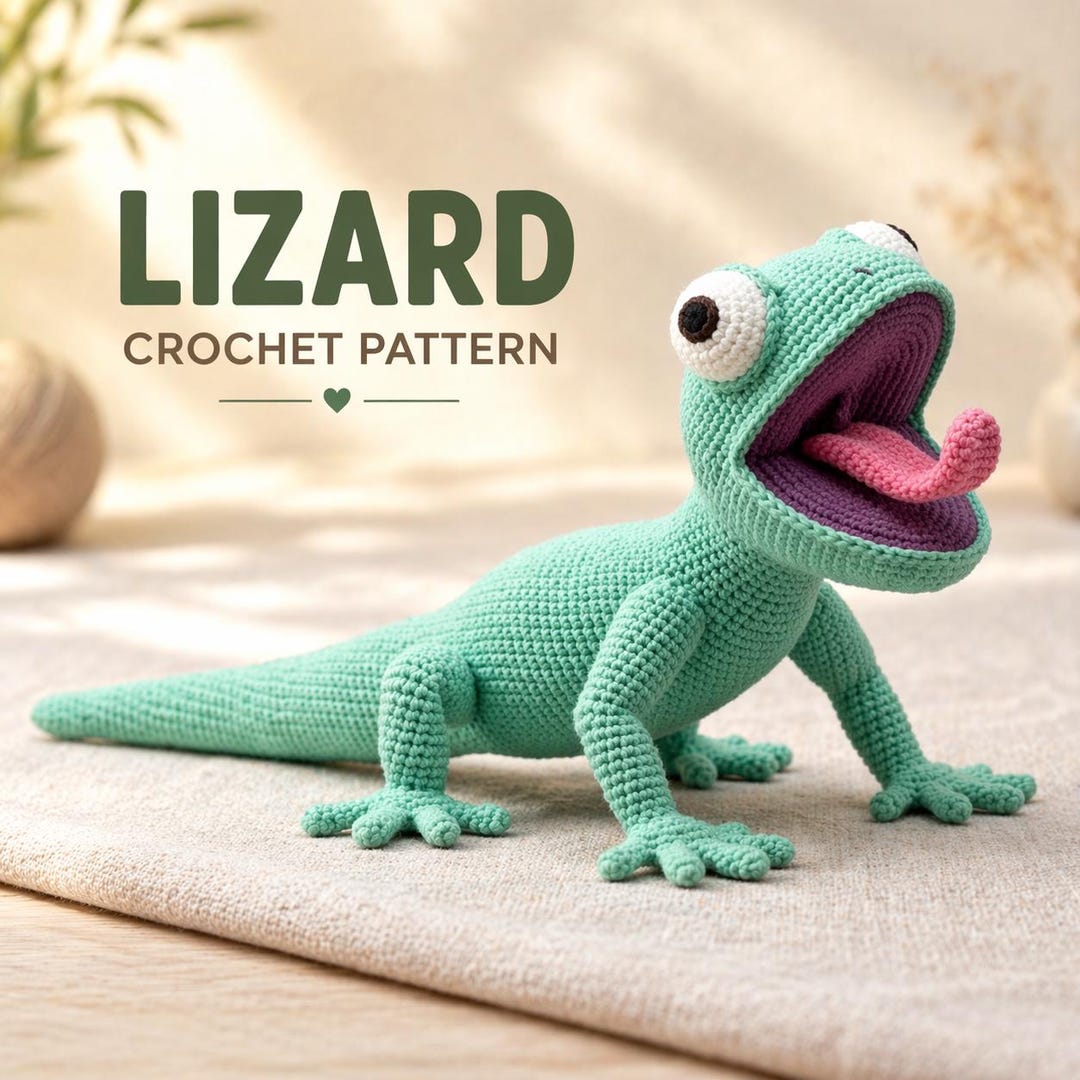 Crochet Lizard Pattern PDF – Amigurumi Stuffed Geckotoy, Fall Crochet ...