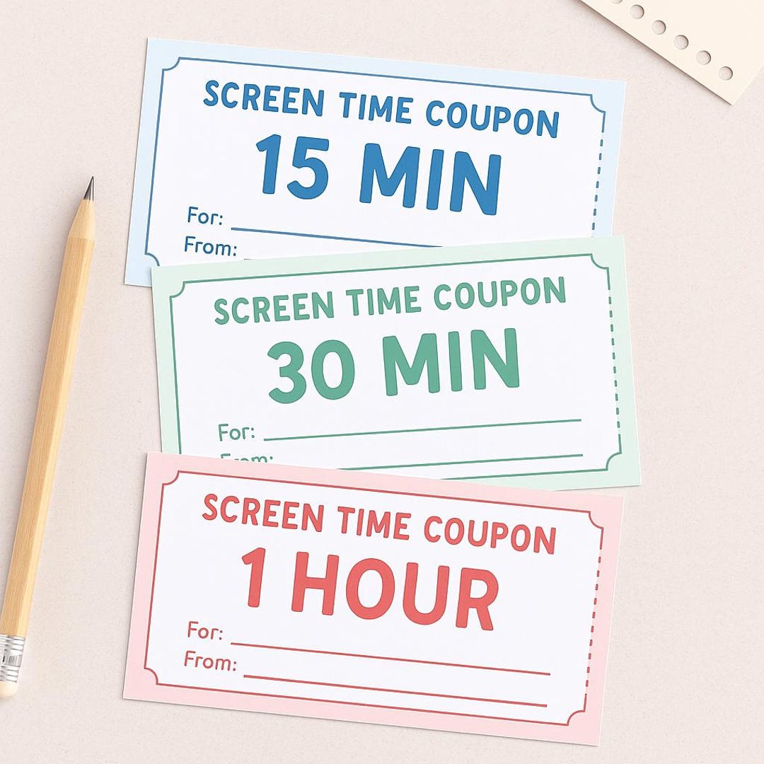 Screen Time Coupon System | Printable Reward Tickets | Editable PDF ...
