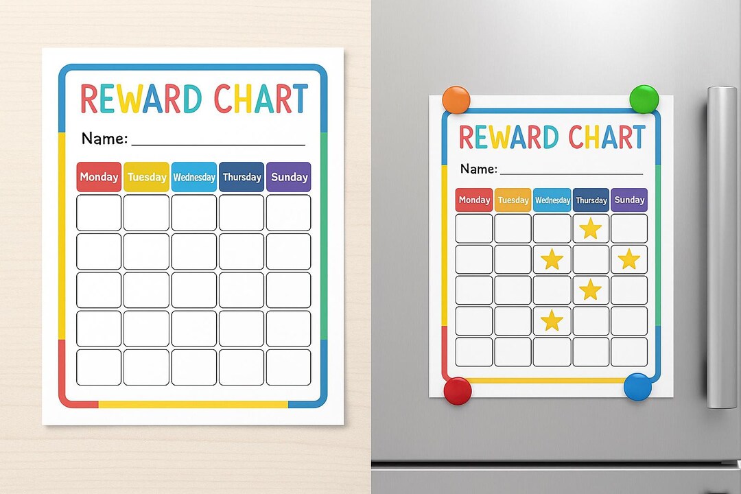 Kids Reward Sticker Chart | Printable Editable Responsibility Tracker ...