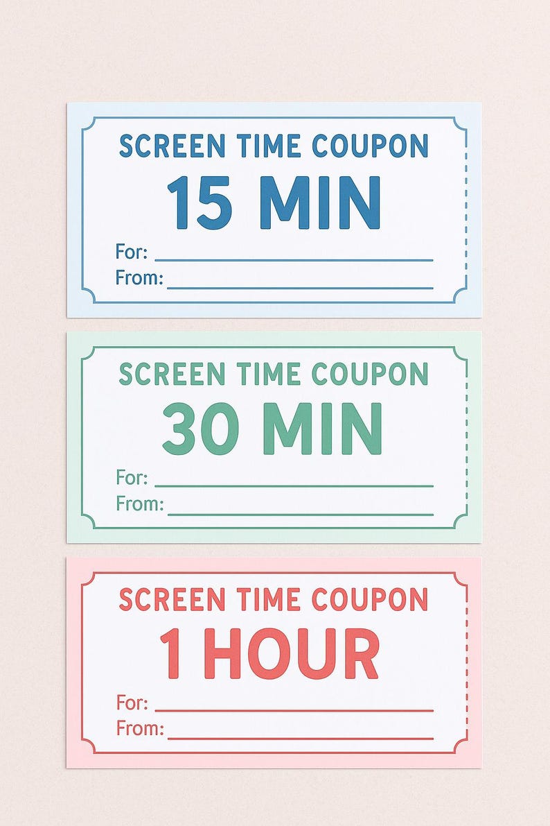 Screen Time Coupon System | Printable Reward Tickets | Editable PDF ...