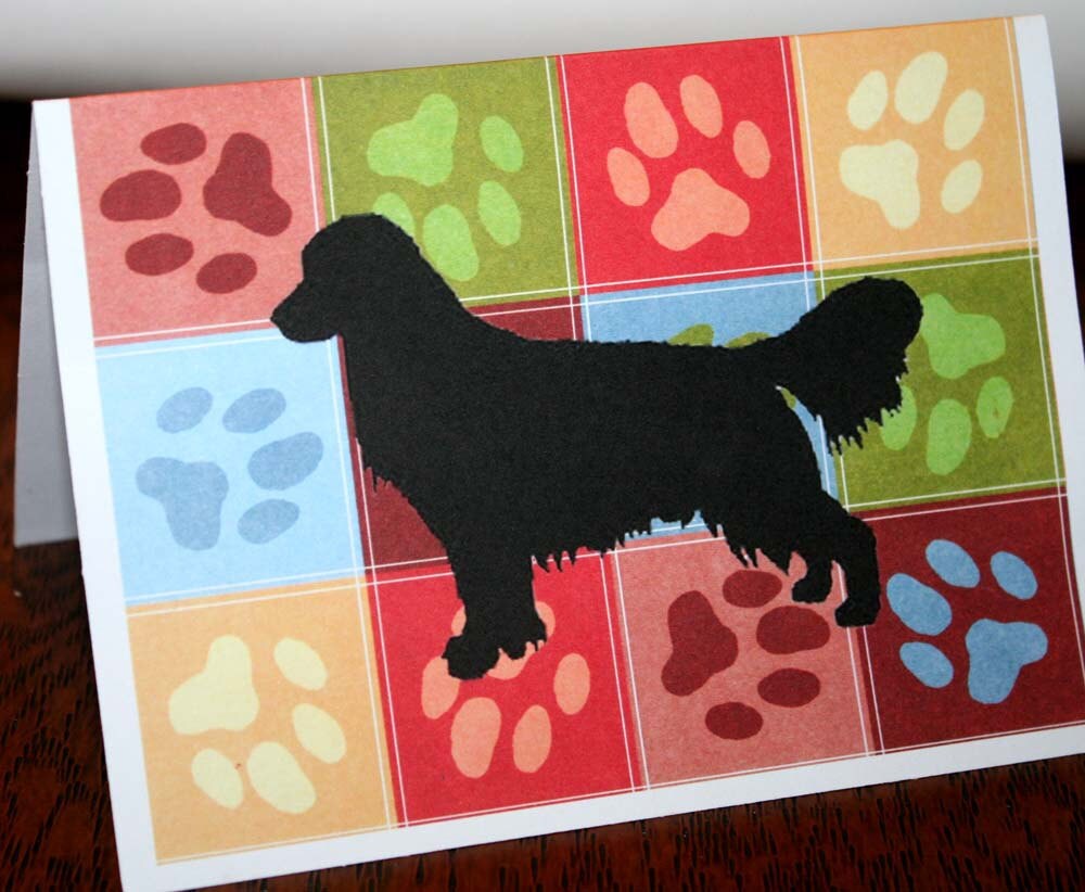 Paw print note card with retriever silhouette Poodle Beagle | Etsy
