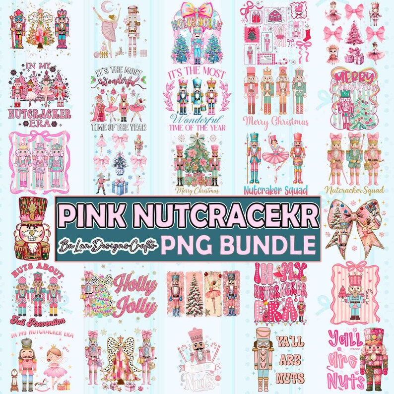 Pink Nutcracker Christmas PNG Bundle – Ballet Holiday Clipart, Pink ...