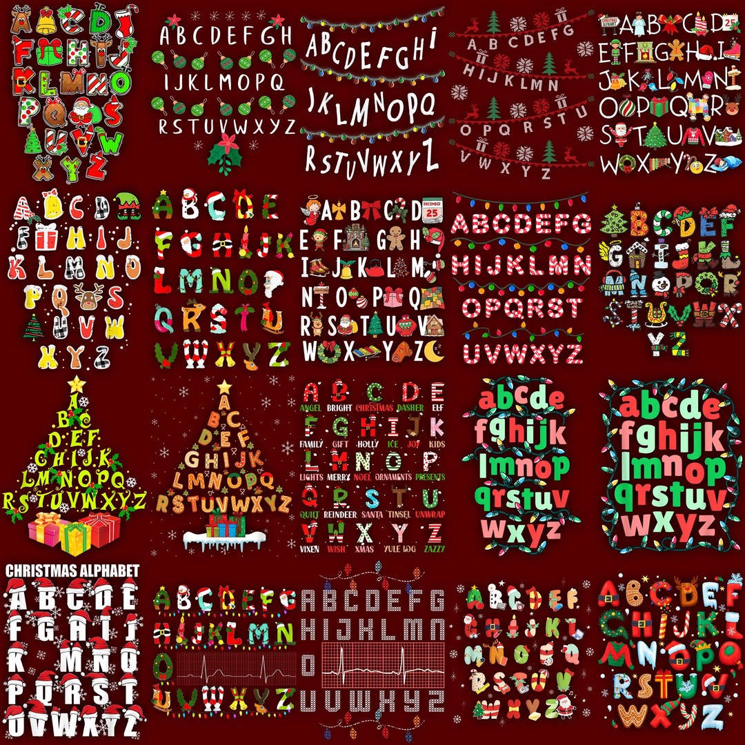 25 Christmas Alphabet PNG Bundle, A-Z Letters Png, Candy Cane Font ...