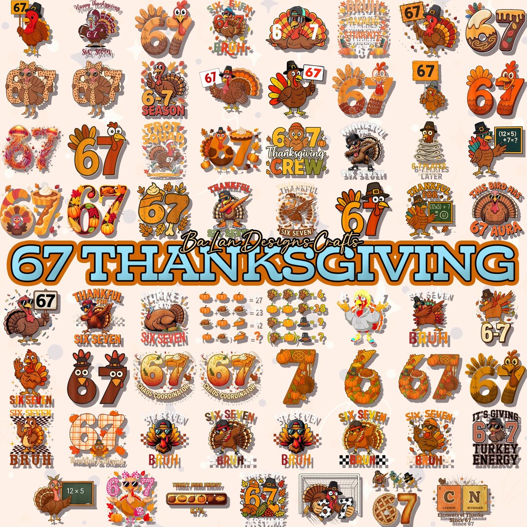 60+ Funny Six Seven Thanksgiving Meme Png, 67 Turkey Bruh Png, Six ...