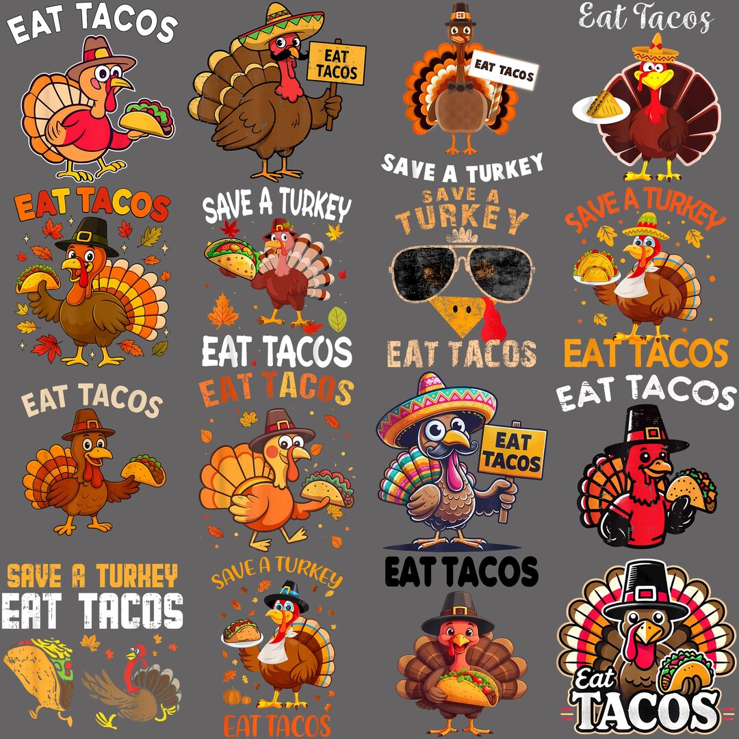 Funny Thanksgiving Turkey Eat Tacos PNG, Mexican Thanksgiving Clipart ...