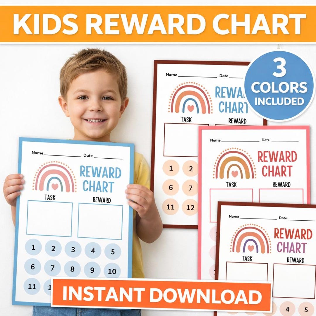 Kids Reward Chart Printable, Behavior Chart for Toddlers, Habit Tracker ...