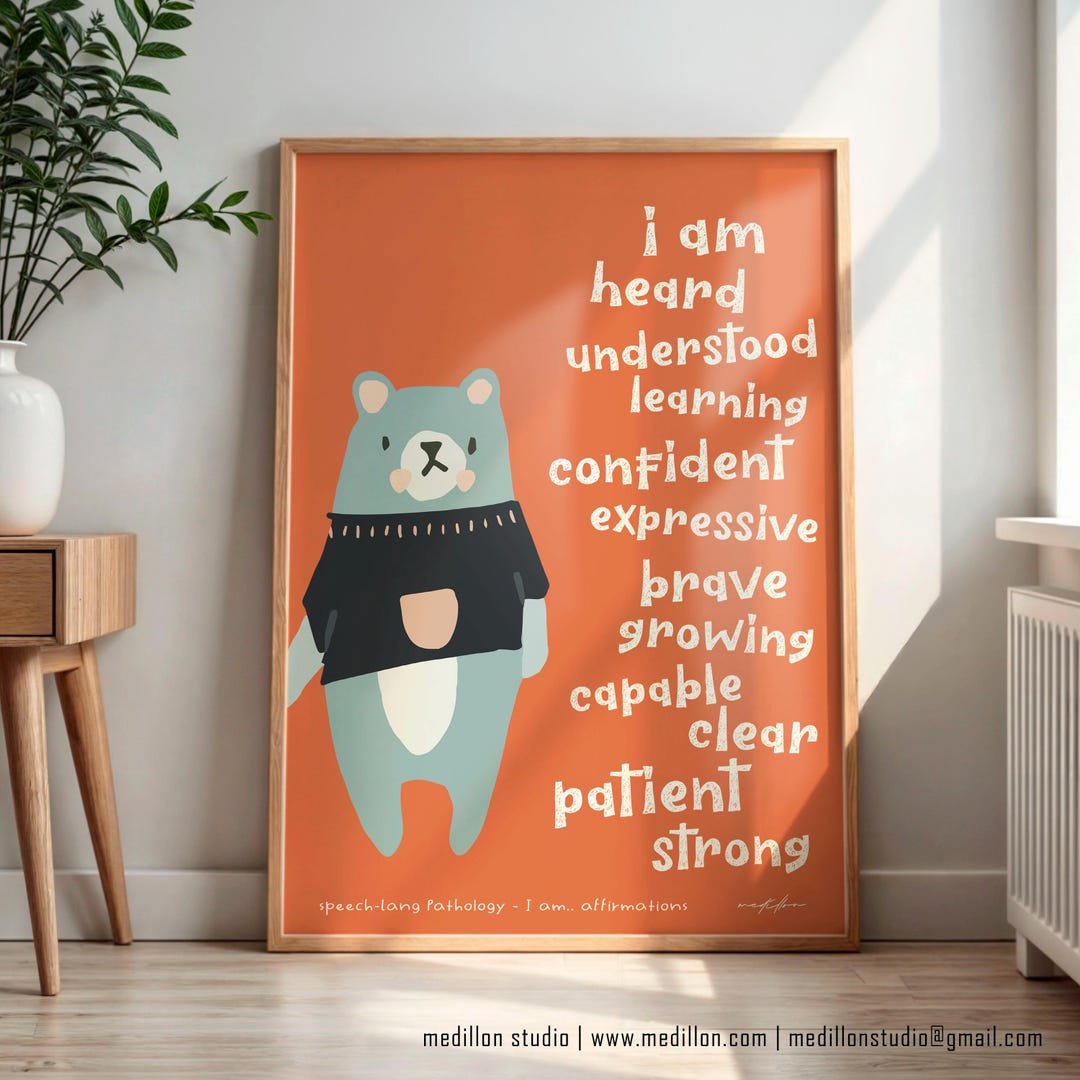 SLP "i Am" Affirmations Poster for Kids | Retro Scandi Speech Language ...