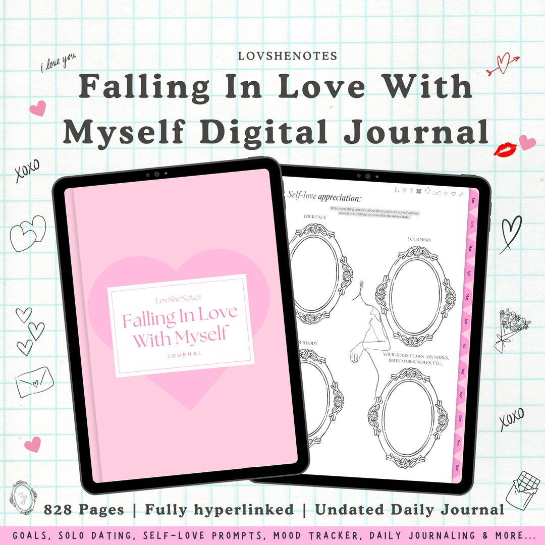 Digital Self-love Journal, Undated Daily Journal With Prompts, Mood ...