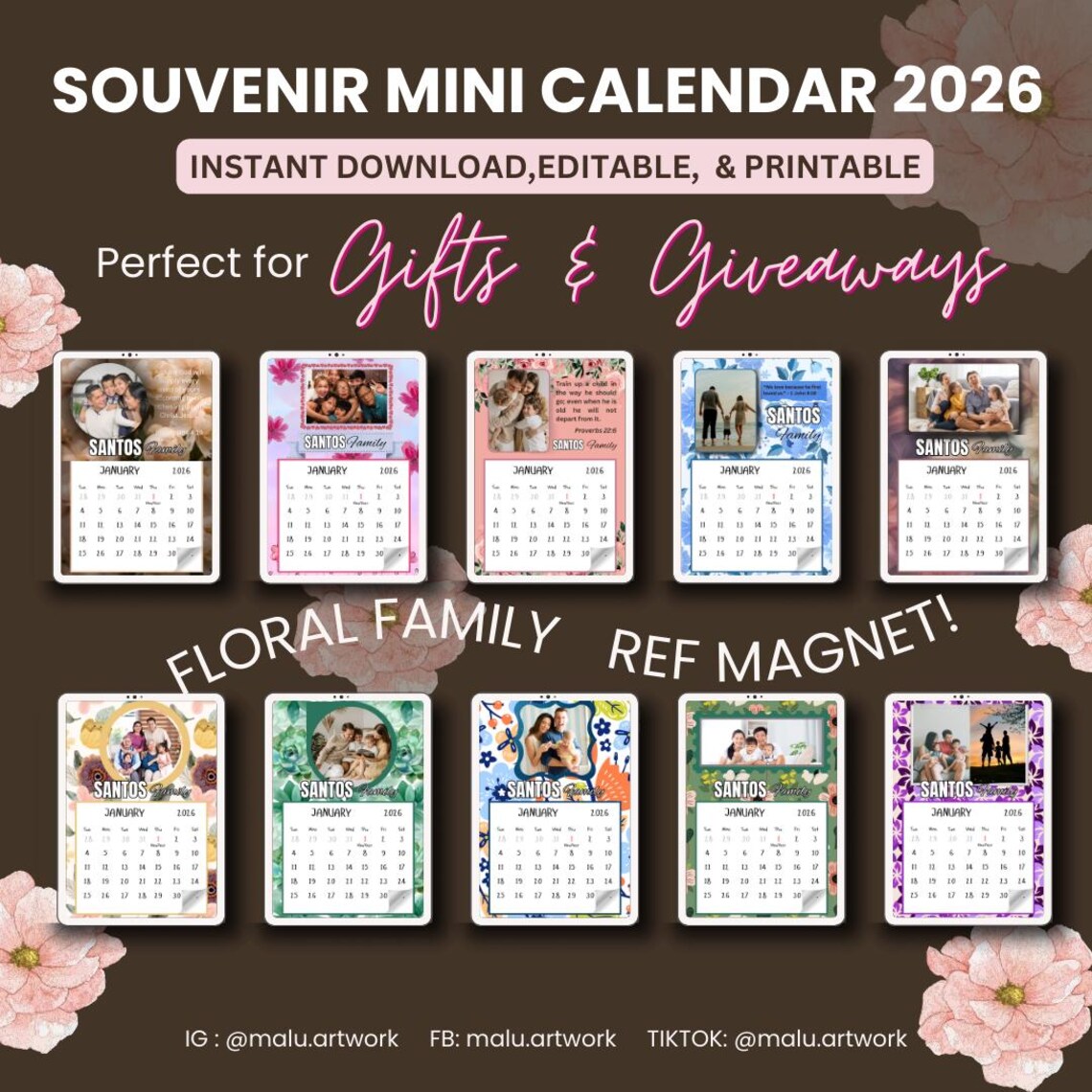 2026 Mini Calendar Template: 4x6 Party Souvenir (canva Editable ...