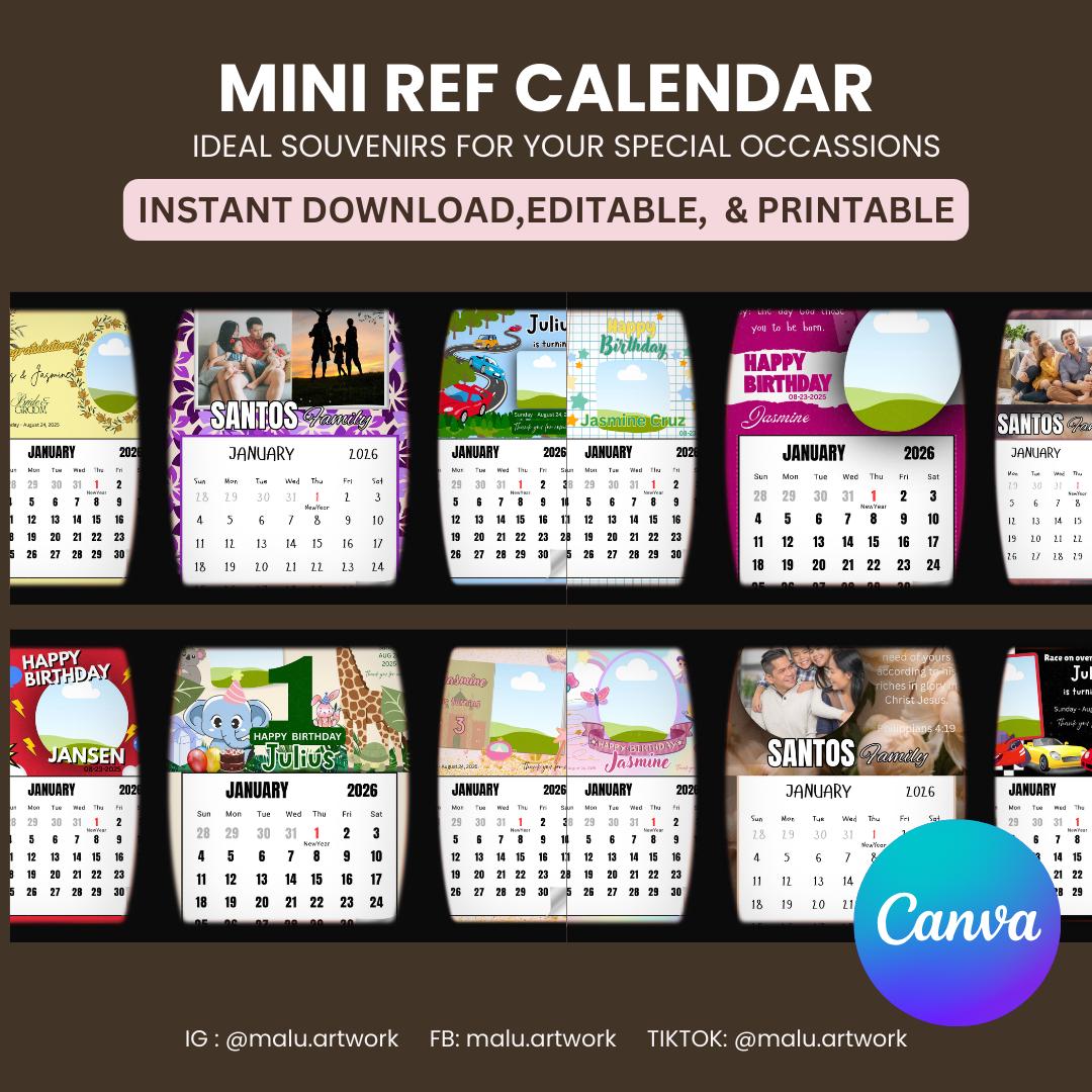 2026 Mini Calendar Template: 4x6 Party Souvenir (canva Editable ...