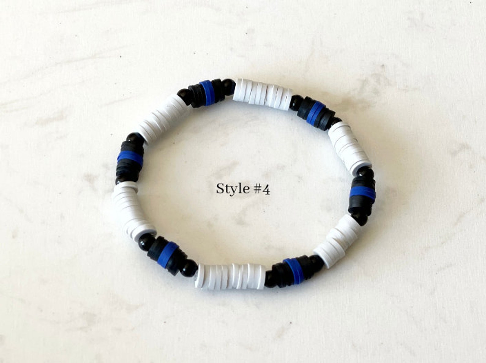 Thin Blue Line Bracelet: Personalized Police Support Heishi Bead ...