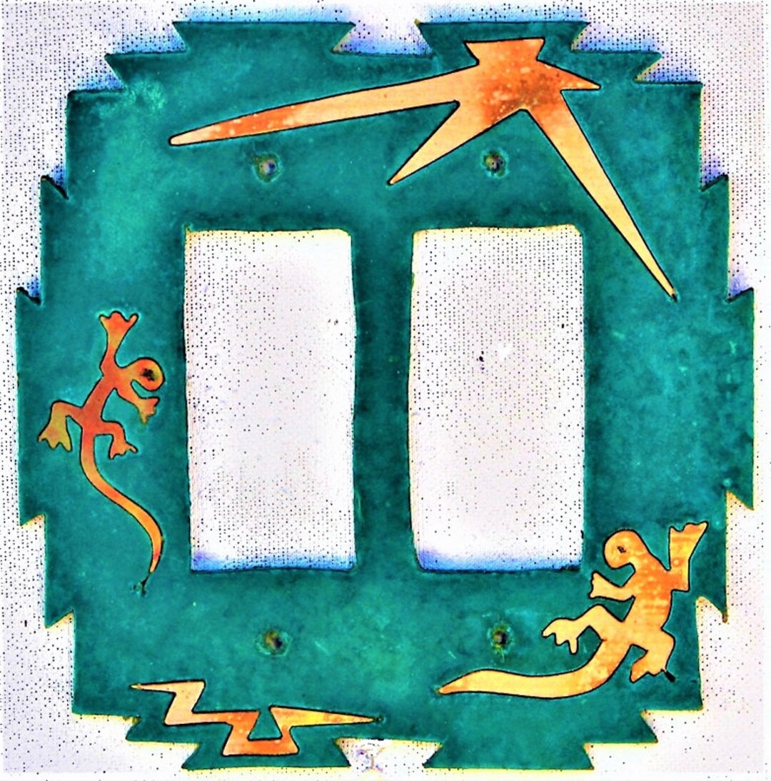 Coppercutts Lizard Family 6 X 6 Double Rocker Switch Plate Rustic ...