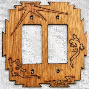 Coppercutts Lizard Family 6 X 6 Double Rocker Switch Plate Rustic ...