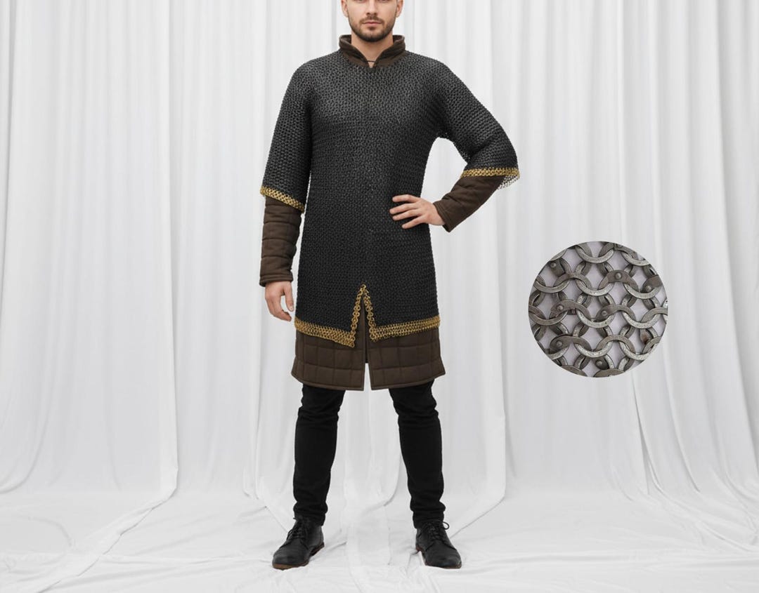Medieval Chainmail Shirt- 9MM Flat Riveted With Washers, Brass Rows - Etsy