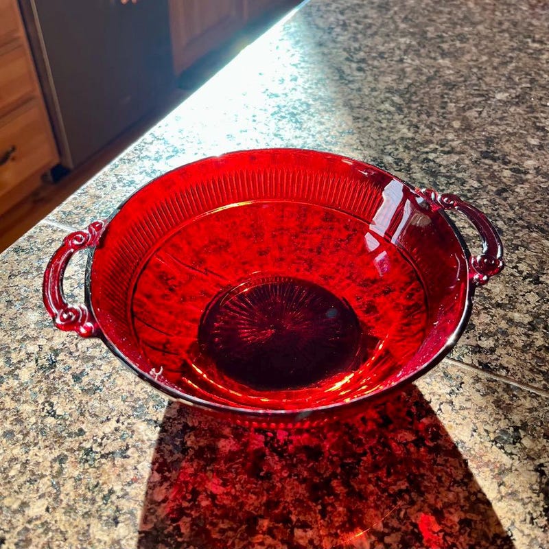 Ruby Anchor Hocking Bowl - Etsy