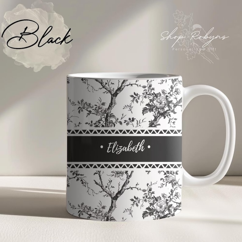 Personalized Floral Coffee Mug: Elegant Vintage Initial Tea Cup - Etsy