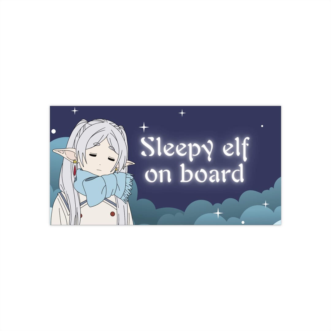 Frieren "sleepy Elf on Board" Car Bumper Sticker | Beyond Journey's End ...