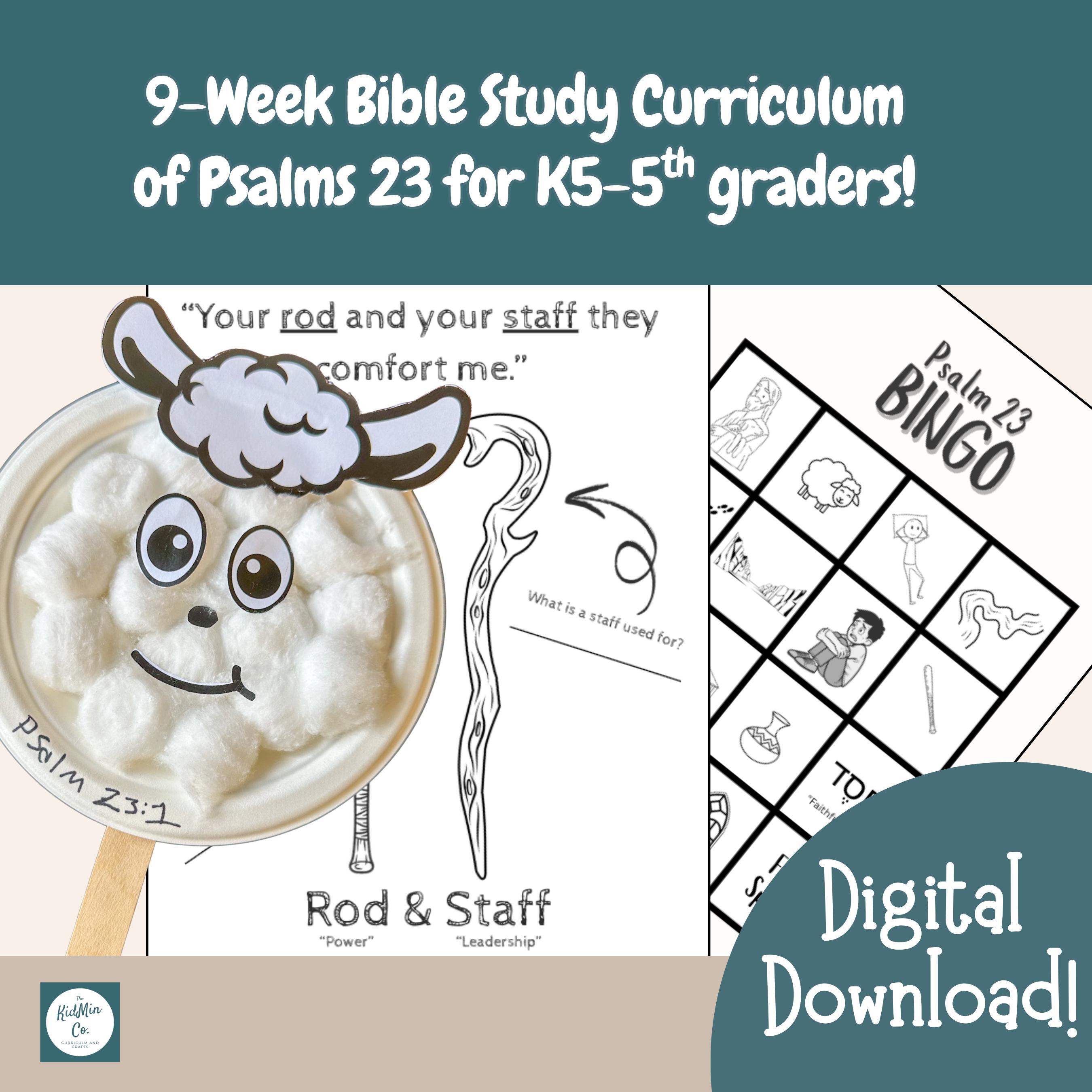 Psalm 23 Kids Bible Curriculum: Sunday School Lessons (digital Download ...