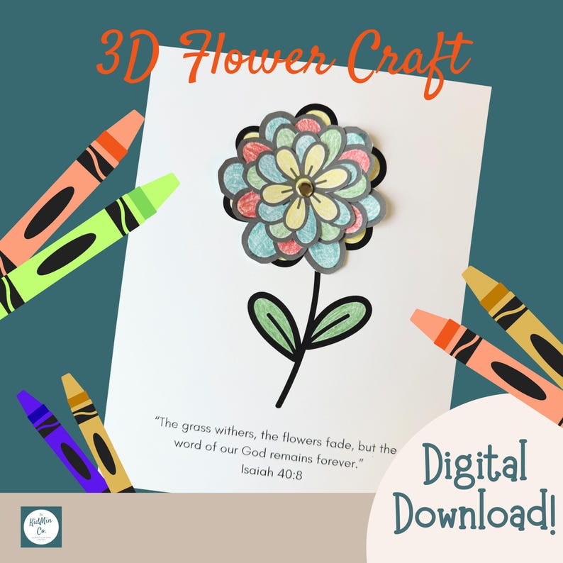 Isaiah 40:8 Flower Craft Printable | Bible Verse Coloring Activity ...