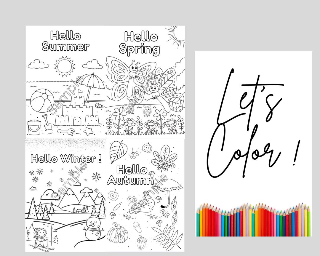 Four Seasons Coloring Sheets | Spring, Summer, Fall & Winter Printable ...