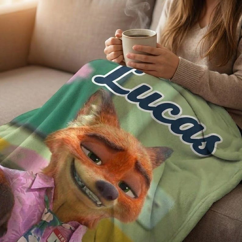 Zootopia Nick Wilde Blanket, Personalized Name Throw, Disney Movie ...